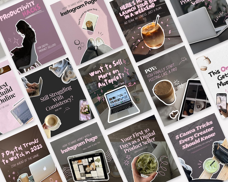 50 Pink Instagram Carousel Covers Canva Templates Coaches Creators ...