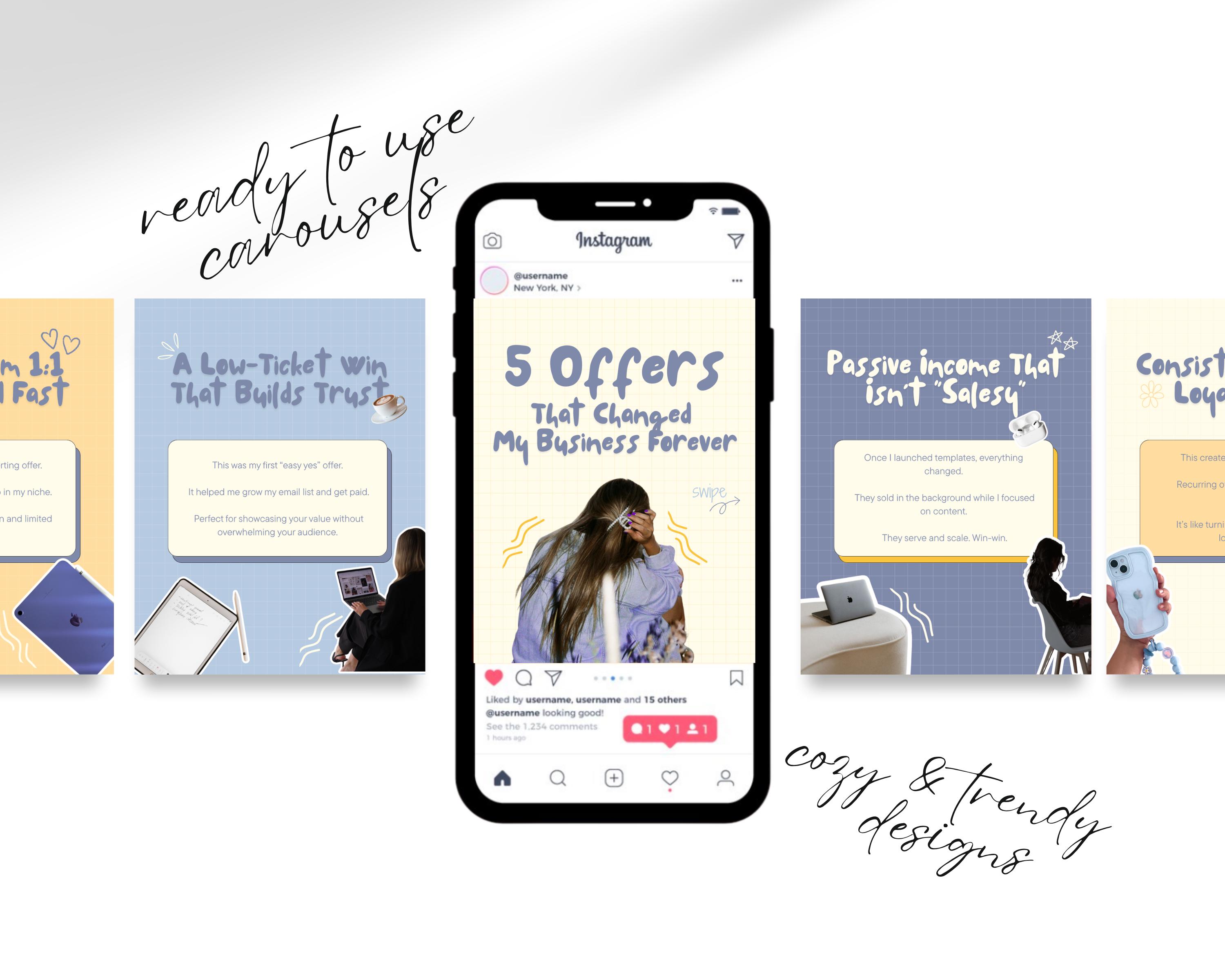 Butter Yellow Blue Instagram Carousel Templates 75 Editable Canva ...