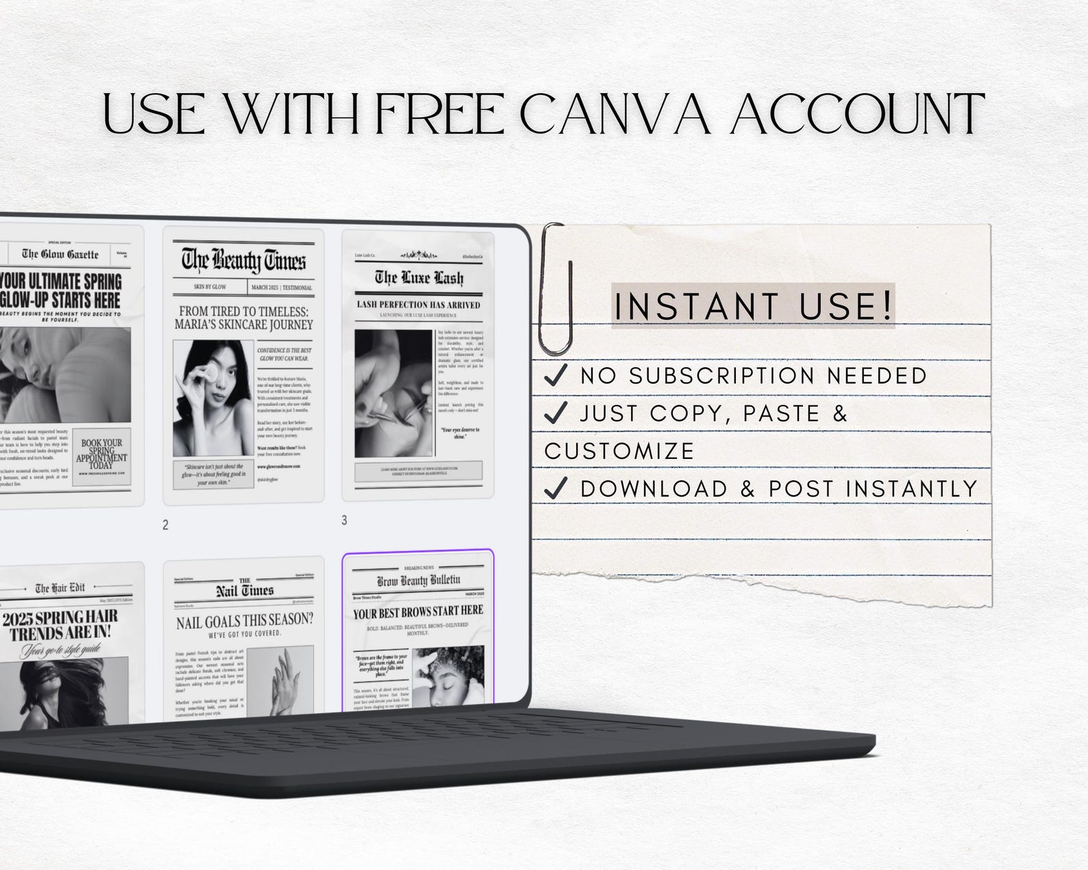 Beauty Business Newspaper Template Canva Editable Custom Newspaper for ...