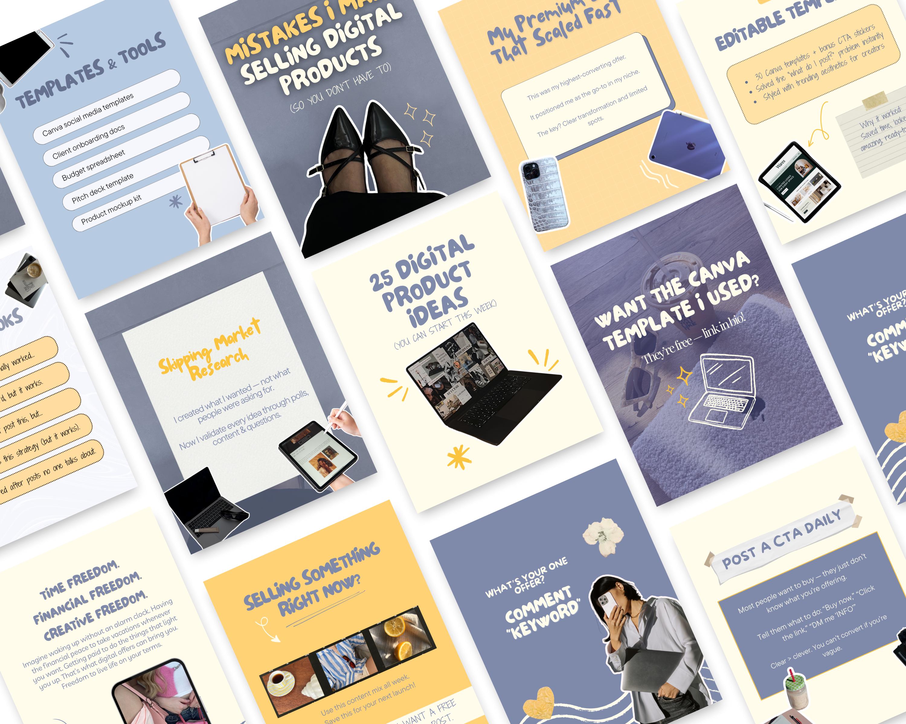 Butter Yellow Blue Instagram Carousel Templates 75 Editable Canva ...