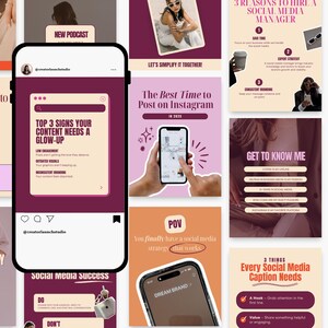 Bold Pink Instagram Templates for Social Media Managers Editable Canva ...