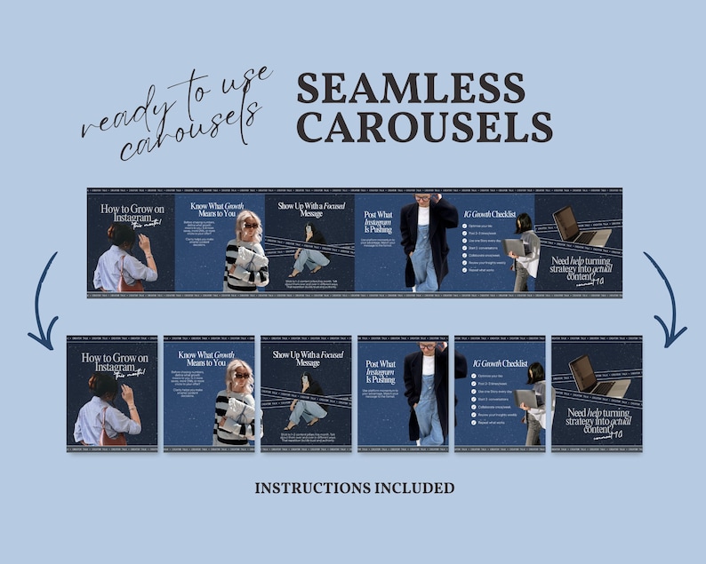 Navy Blue Seamless Carousel Templates Instagram Canva | 10 Storytelling ...