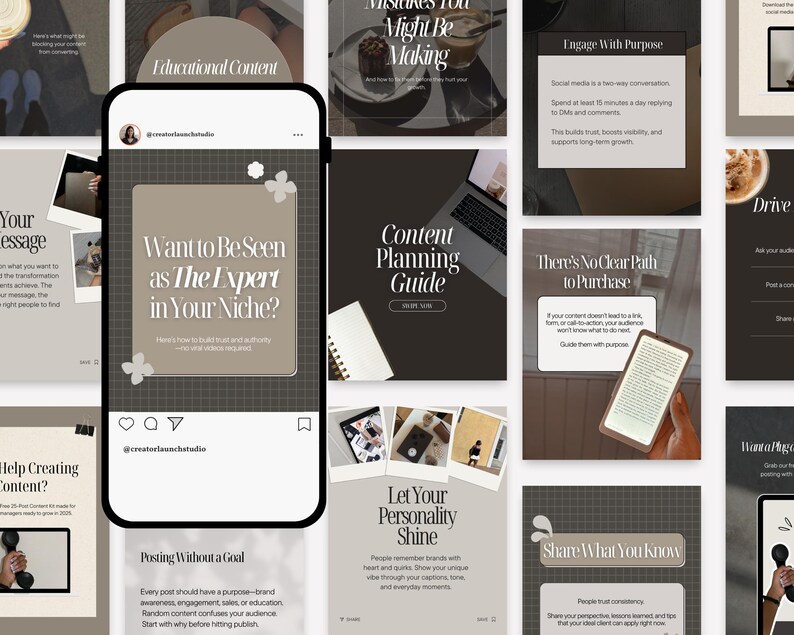 Carousel Templates Instagram 60 Neutral Editable Posts Digital Product ...