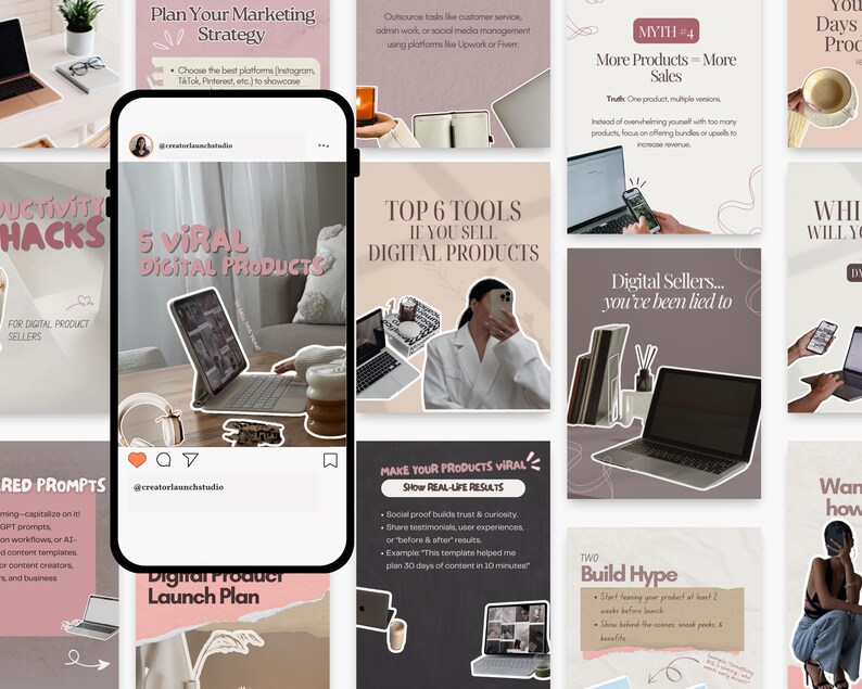 Pink Instagram Template 100 Editable Viral Canva Carousel Templates for ...