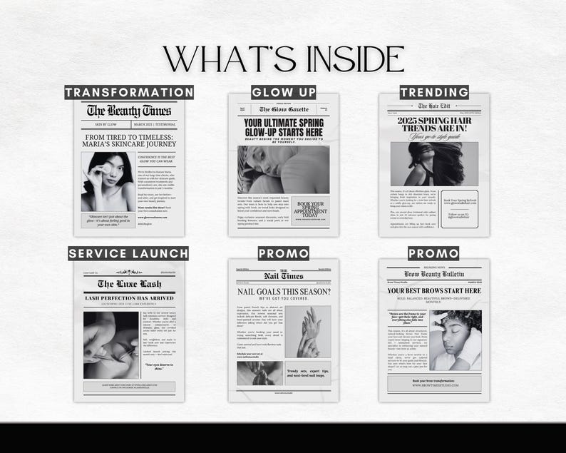 Beauty Business Newspaper Template Canva Editable Custom Newspaper for ...