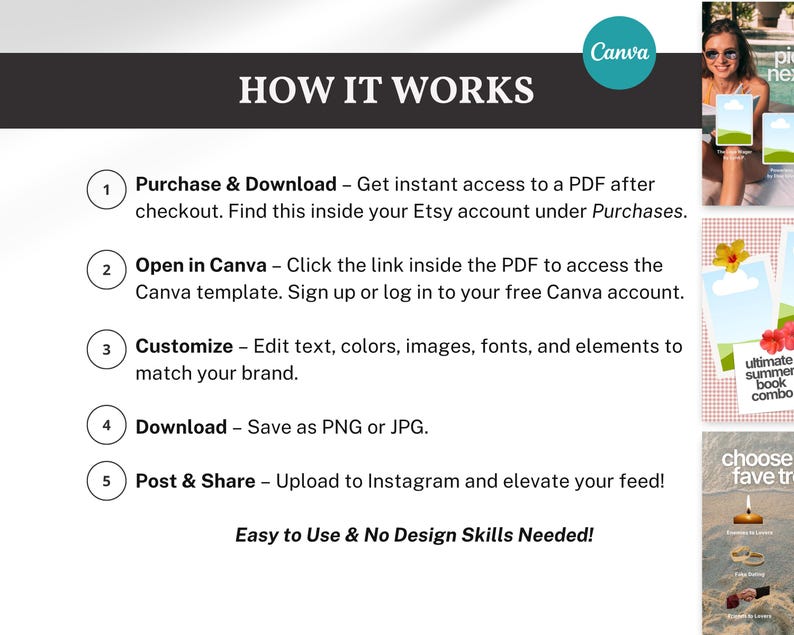 Summer Bookstagram Canva Templates, Trendy Editable Bookish Templates ...