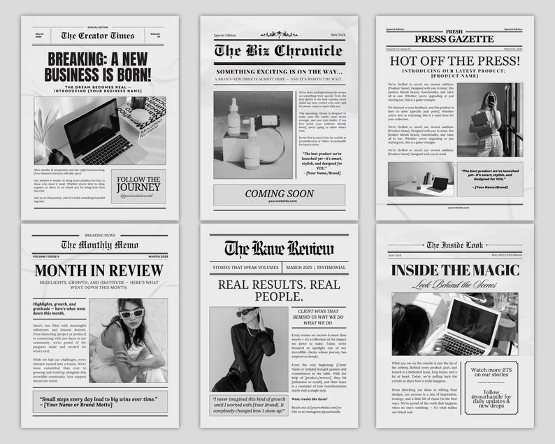 Canva Business Newspaper Template Editable Custom Newspaper for ...