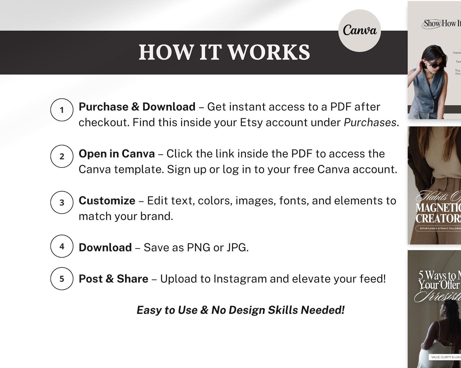 Aesthetic Carousel Templates Elegant Neutral Instagram Canva Layouts ...