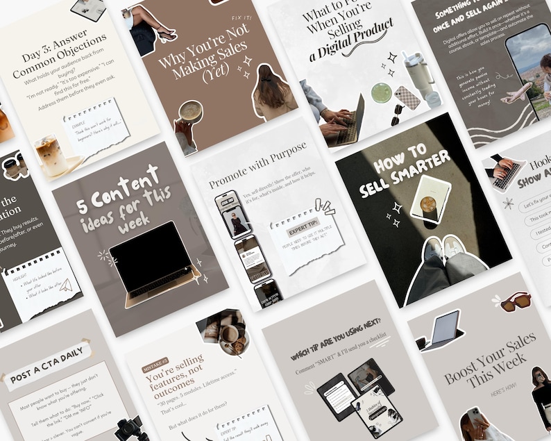 100 Neutral Carousel Templates Instagram Digital Product Sellers ...