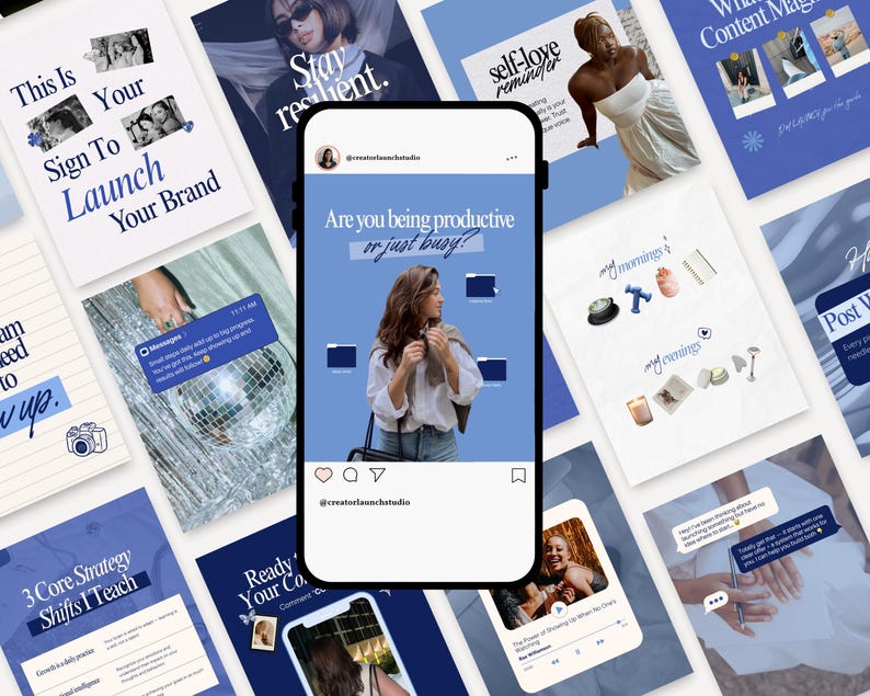 Blue Instagram Templates for Social Media Managers Editable Canva ...
