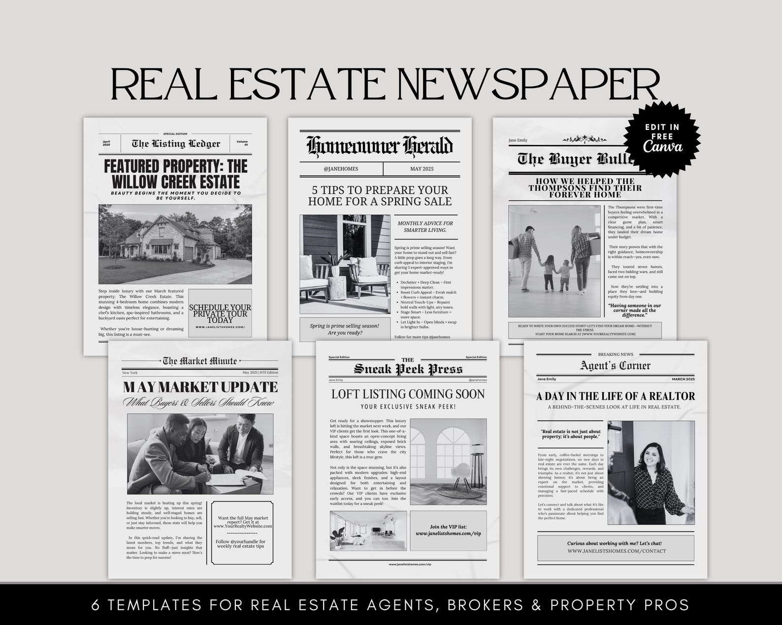Real Estate Canva Business Newspaper Template Editable Custom Newspaper ...