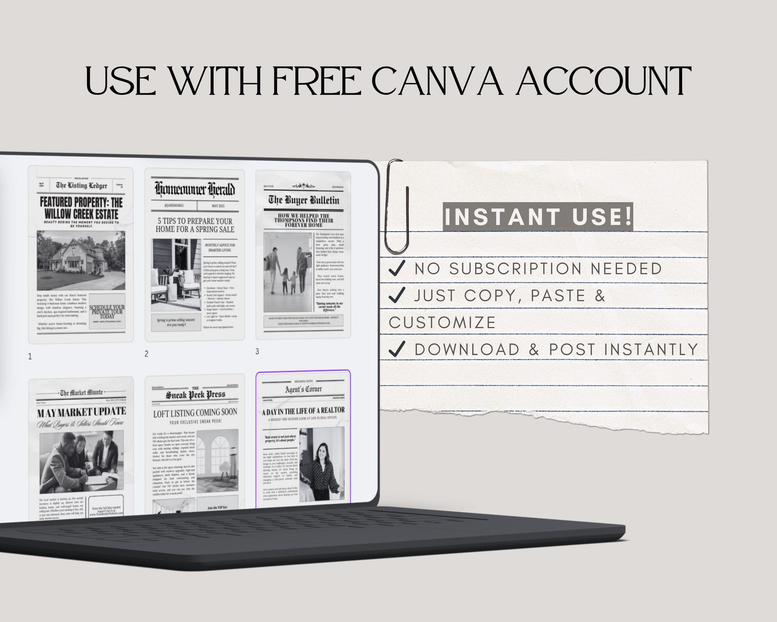 Real Estate Canva Business Newspaper Template Editable Custom Newspaper ...
