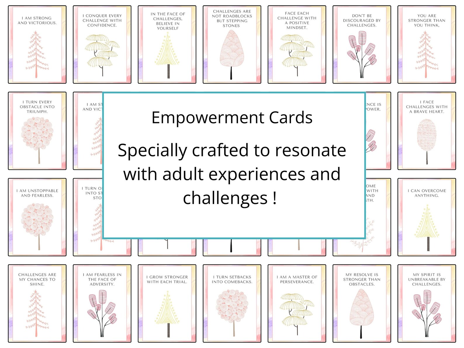 Empowerment Affirmation Cards - A 6 Page PDF Plus 50 JPG 8.5' X 11 ...