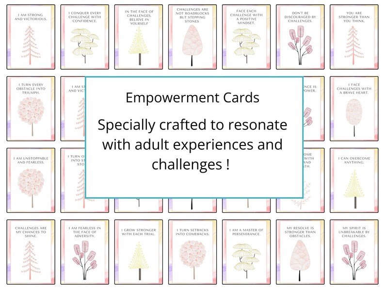 Empowerment Affirmation Cards - A 6 Page PDF Plus 50 JPG 8.5' X 11 ...