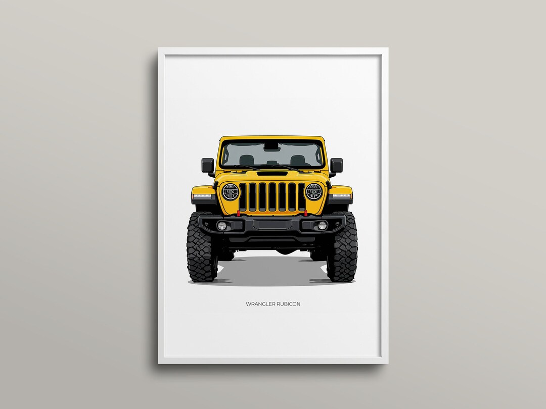 Jeep Wrangler Rubicon Poster Minimalist Car Print, Automotive Wall Art ...
