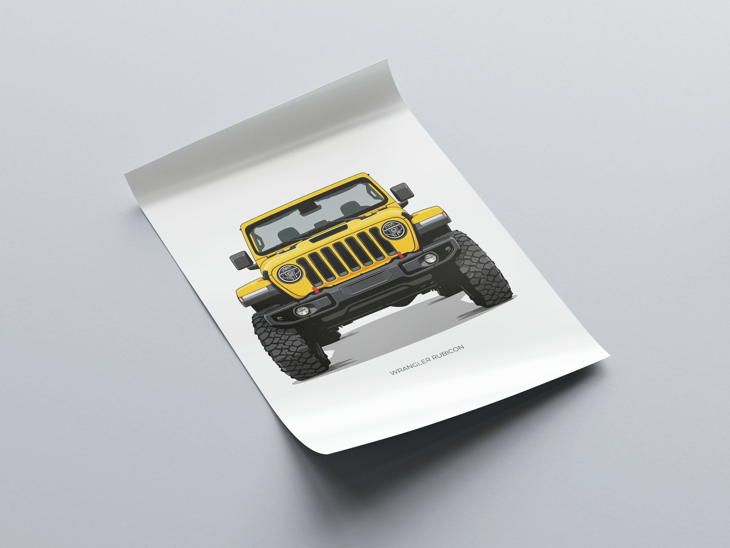 Jeep Wrangler Rubicon Poster Minimalist Car Print, Automotive Wall Art ...