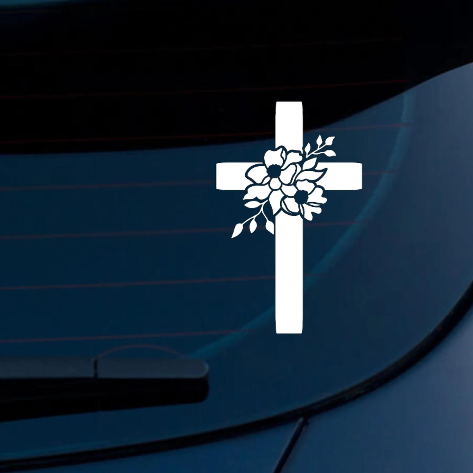 Cross With Magnolia Flowers Decal: Christian Car Sticker - Etsy