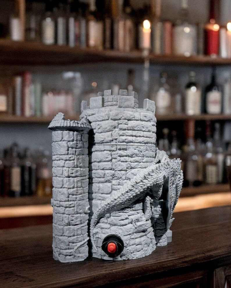 Handmade 3d-printed Medieval Tower Wine Bag Dispenser & Dice Thrower ...
