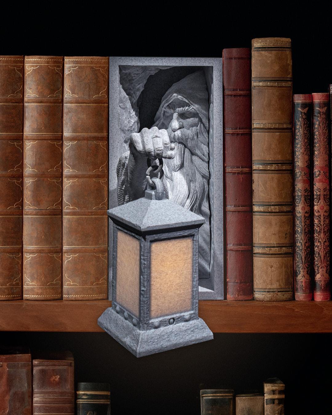 Handmade 3d-printed Book Nook – Wise Man With Lamp | Unique Bookshelf ...