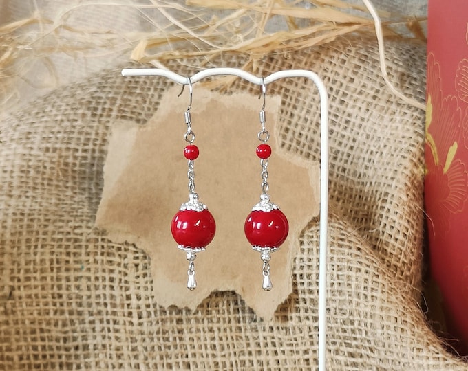 TGCF Earrings Xie Lian Gold Earrings Silver Earrings Stud Red Pearl ...