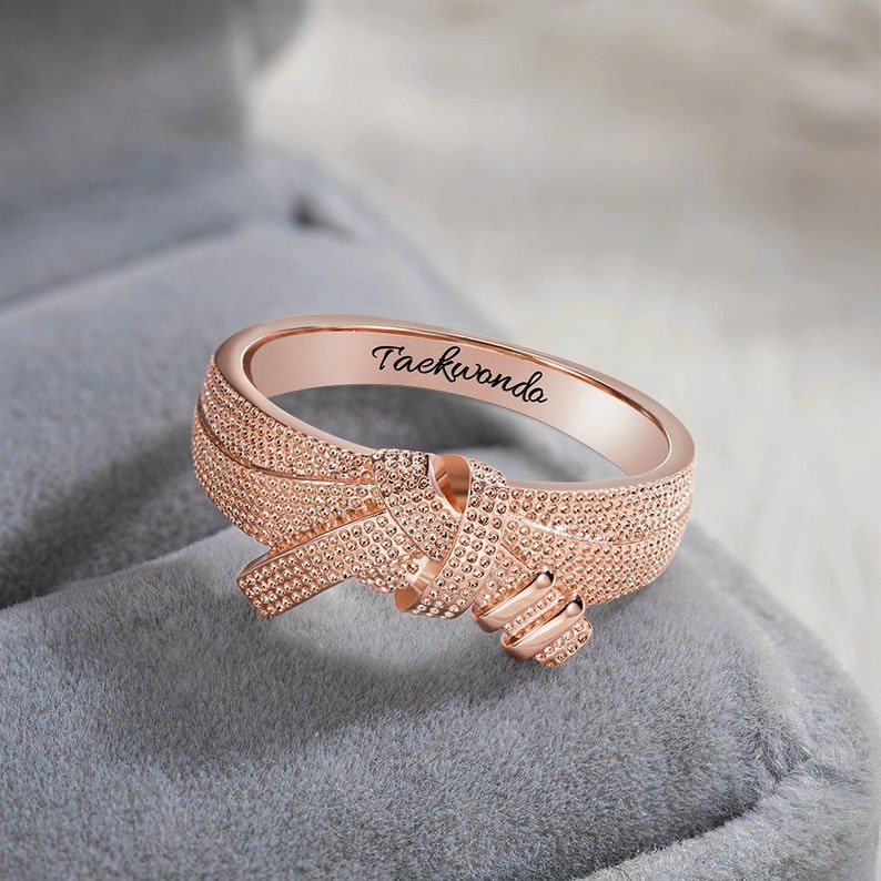 Personalized Martial Art Belt Ring Sterling Silver 925 Black Belt ...