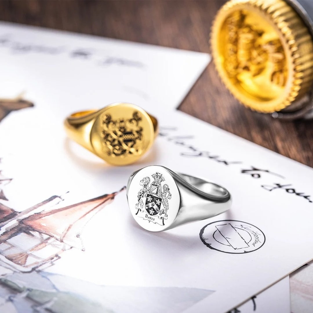 Personalized Family Signet Picture Rings | Sterling Silver 925 Signet ...