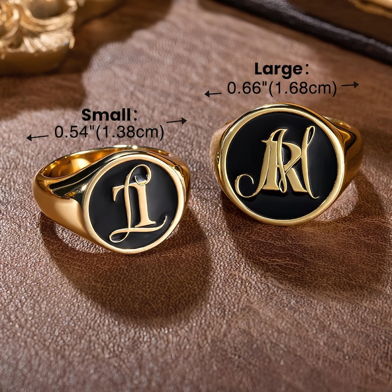 Personalized Initials Stacked Signet Ring With Engraved Text ...