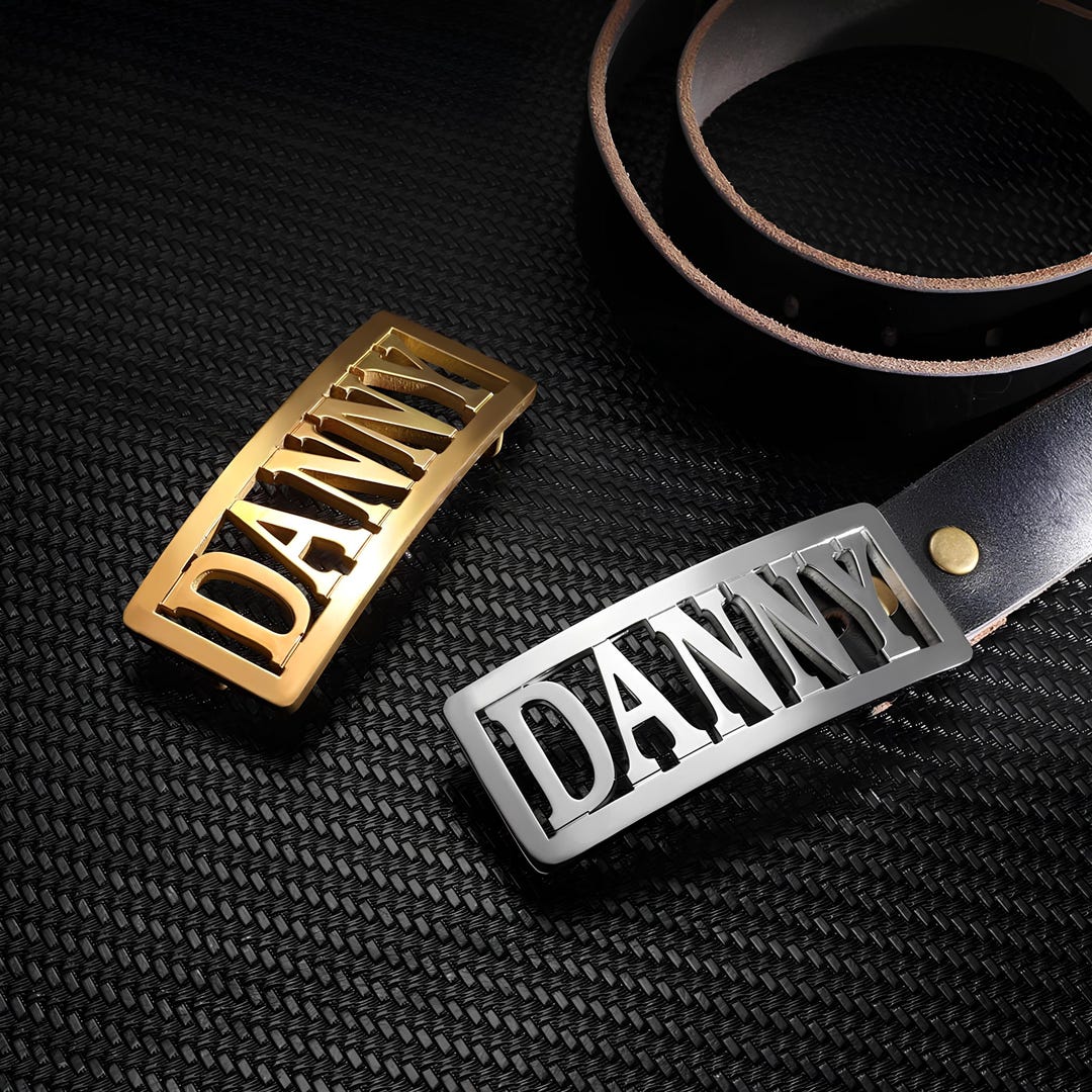 Customized Name Belt Buckle | Initial Name Buckle Belt With Leather ...