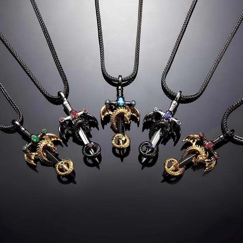 Cross Dragon Necklace - Etsy