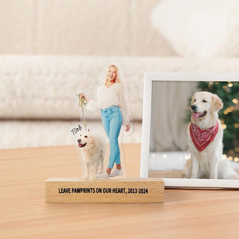 Personalized Photo Acrylic Plaque With Text and Wooden Base | Custom ...