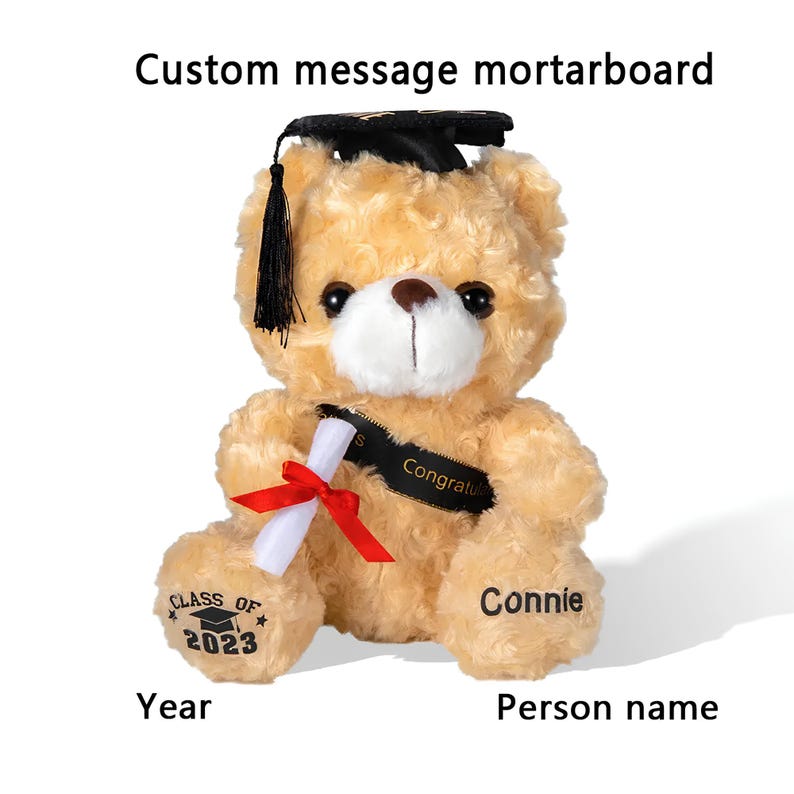 Custom Name Graduation Teddy Bear | Graduation Bear With School Badge ...