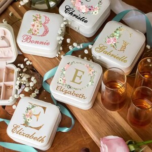 Initial & Name Jewelry Box With Flowers | Jewelry Travel Case, Portable ...