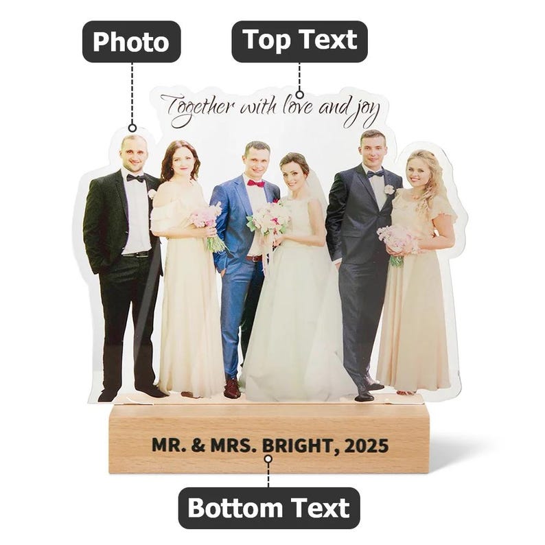 Personalized Photo Acrylic Plaque With Text and Wooden Base | Custom ...