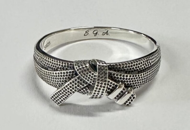 Personalized Martial Art Belt Ring Sterling Silver 925 Black Belt ...