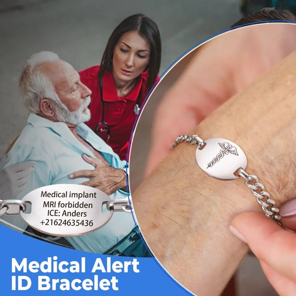 Medical Alert ID Bracelets With Engraving Medical Alert Adjustable ...