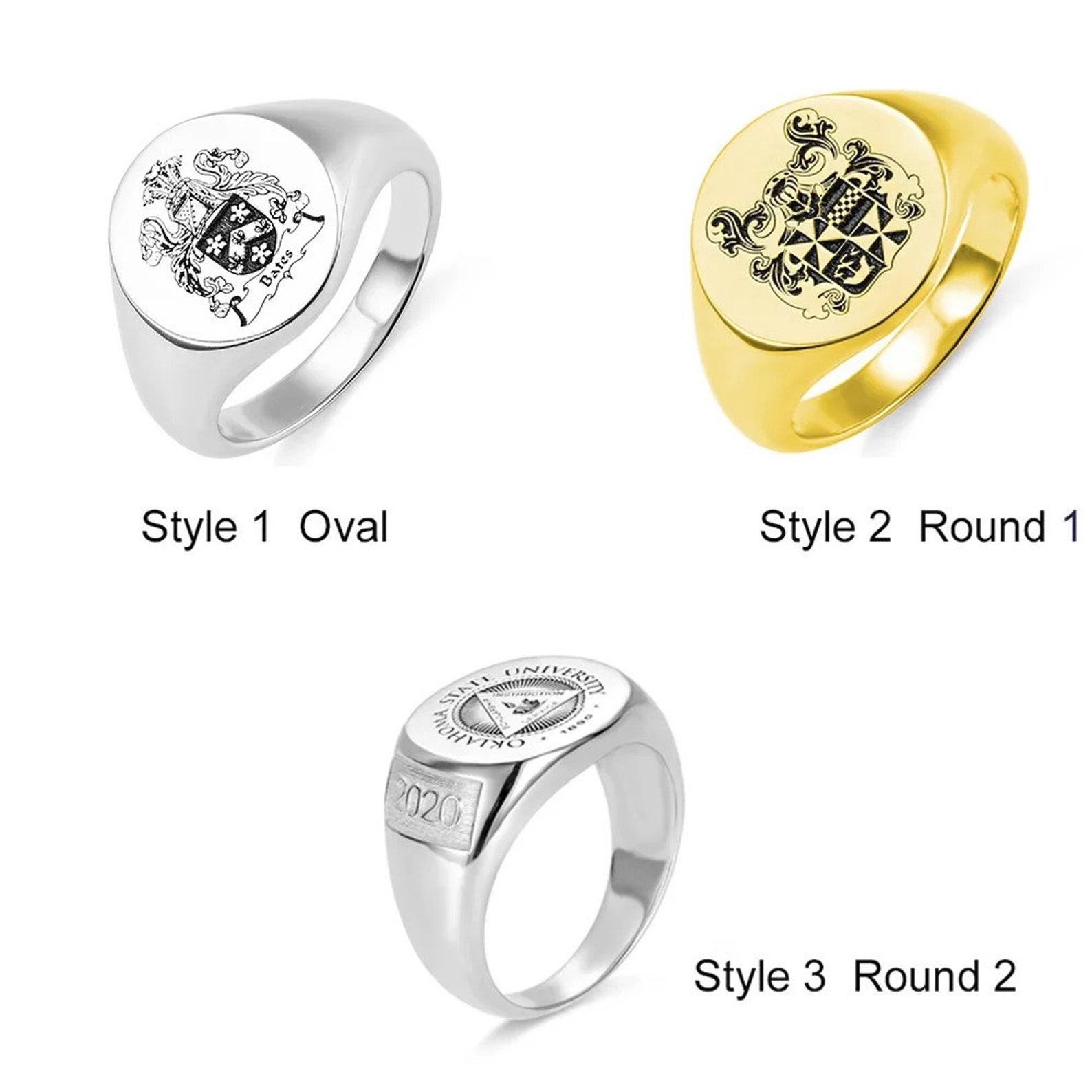 Personalized Family Signet Picture Rings | Sterling Silver 925 Signet ...