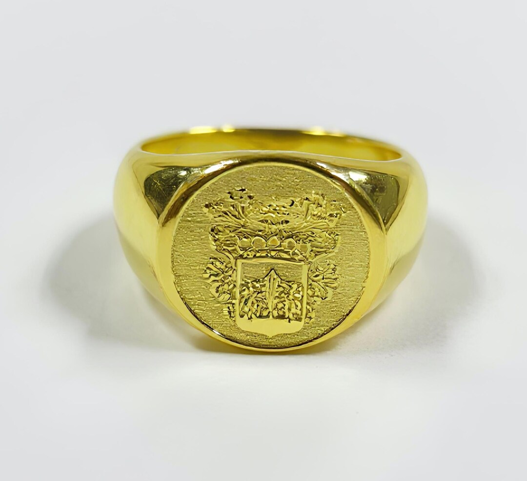Family Signet Ring 18K Gold Sterling 925 | Personalized Family Crest ...