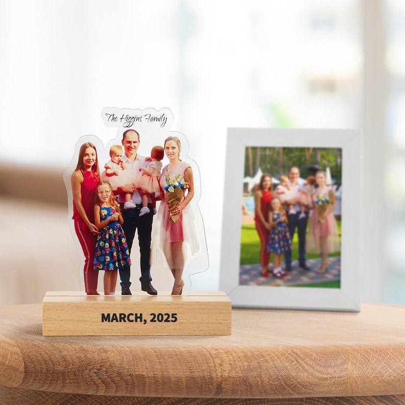 Personalized Photo Acrylic Plaque With Text and Wooden Base | Custom ...