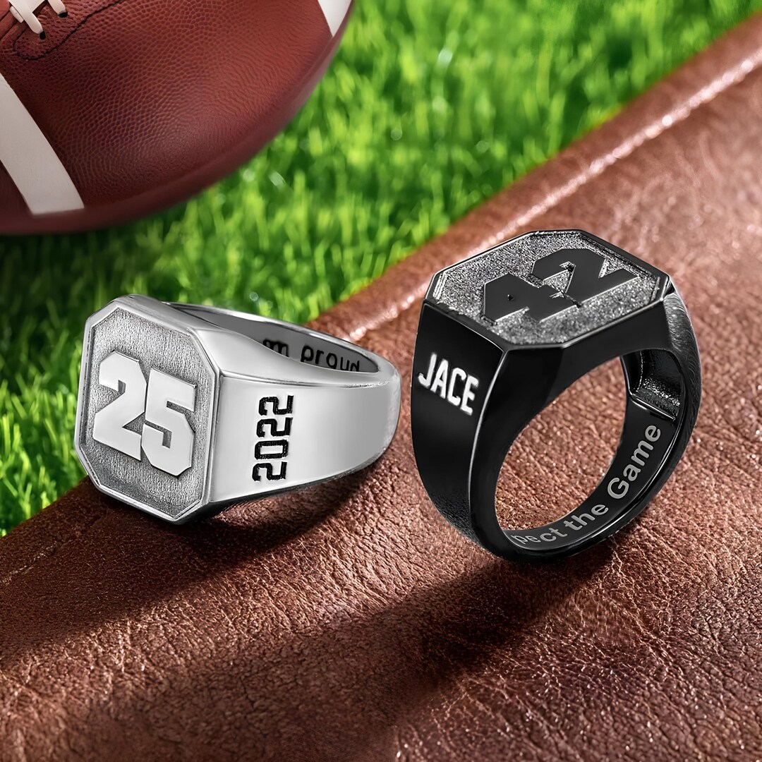 Personalized Engraved Number Signet Ring Sterling Sliver 925 | Sport ...