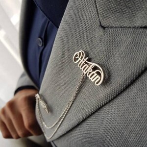 Personalized Name Lapel Pin With Chain | Wedding Name Lapel Pin | Gift ...