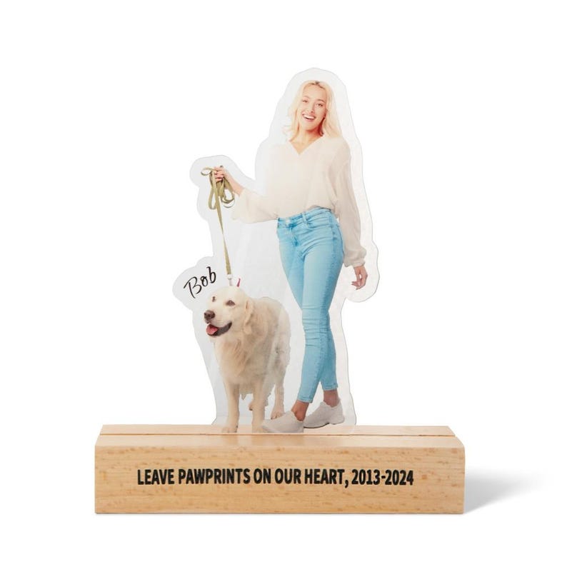 Personalized Photo Acrylic Plaque With Text and Wooden Base | Custom ...