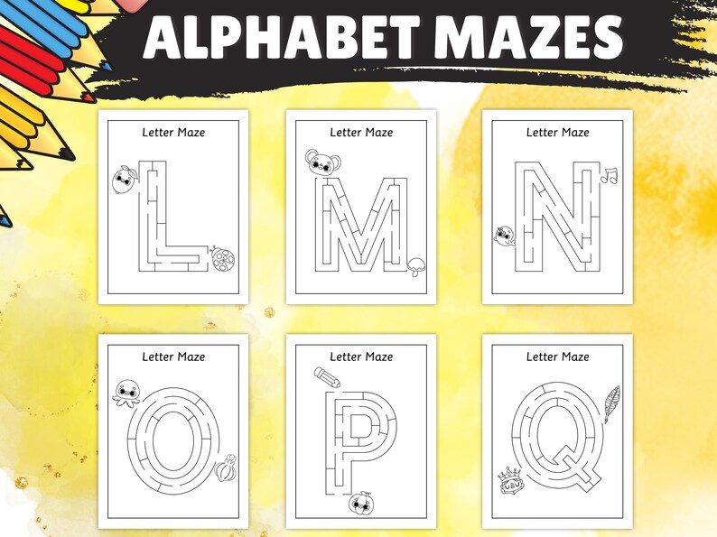 Letter Mazes, Uppercase A-Z, Kids Fun Maze Activity Worksheets ...