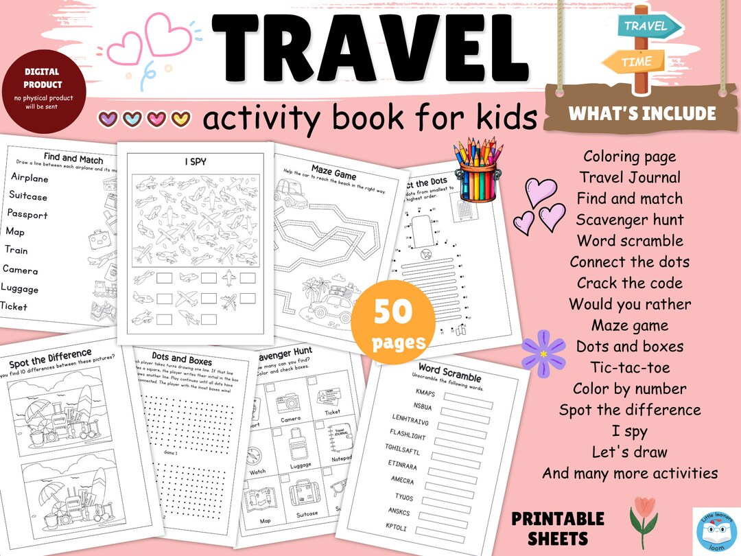 Travel Fun for Kids, Travel Activity Pack, Road Trip Games, Family ...