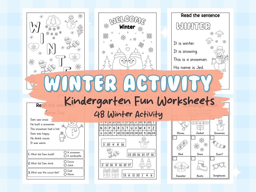 Printable Winter Preschool Activity Bundle, Winter Activity Page, Word ...