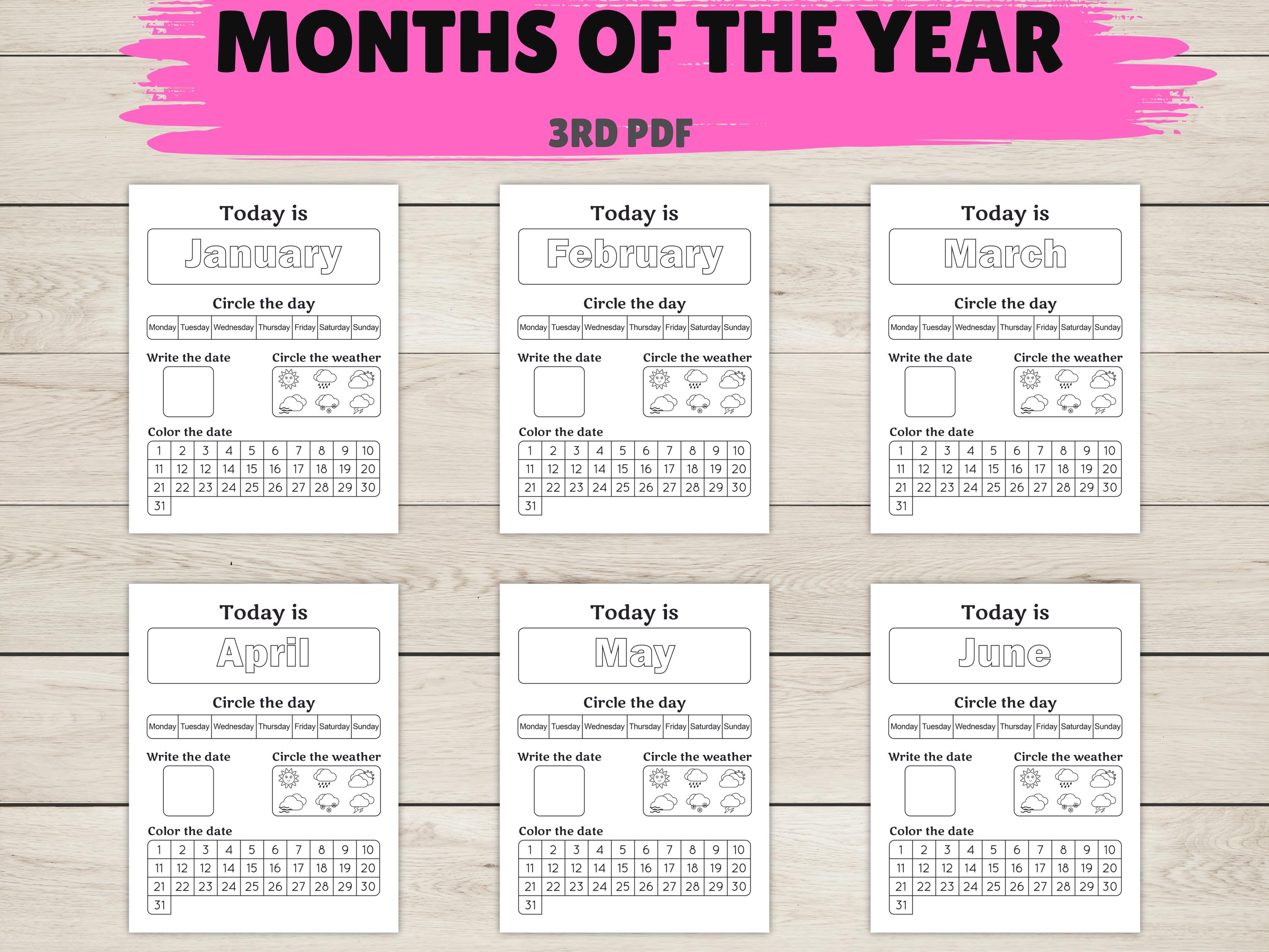 Months of the Year Worksheet,preschool, Kids Coloring and Activity ...