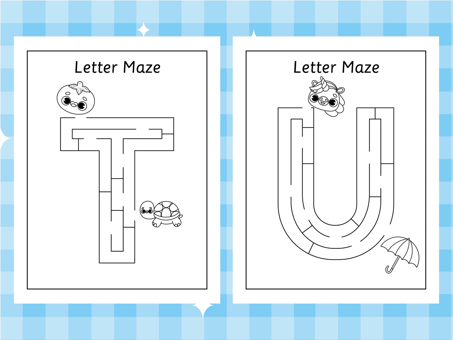 Letter Mazes, Uppercase A-Z, Kids Fun Maze Activity Worksheets ...