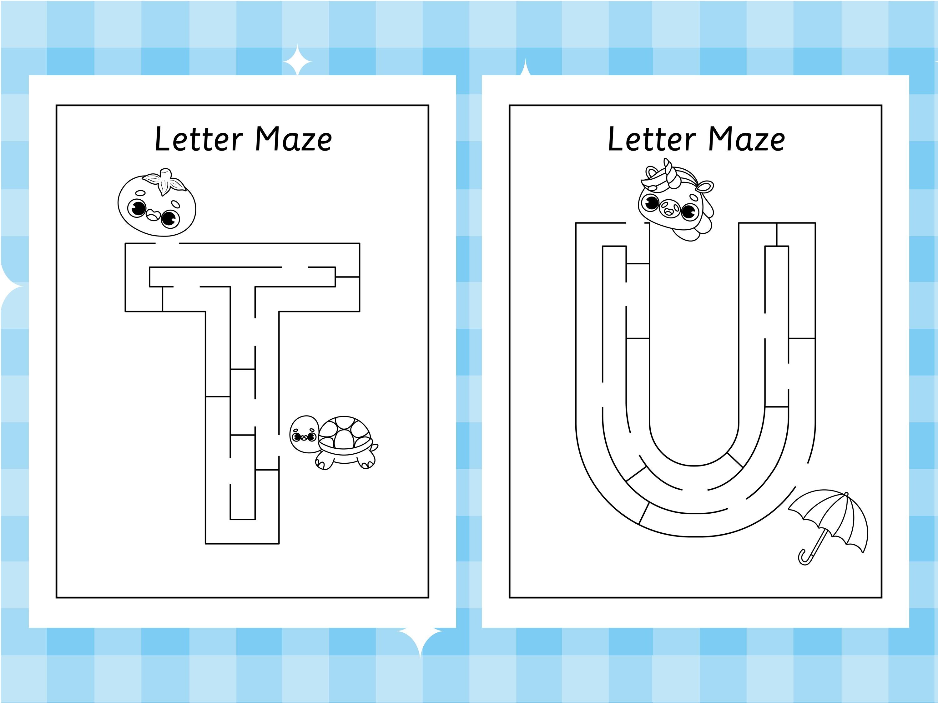 Letter Mazes, Uppercase A-Z, Kids Fun Maze Activity Worksheets ...