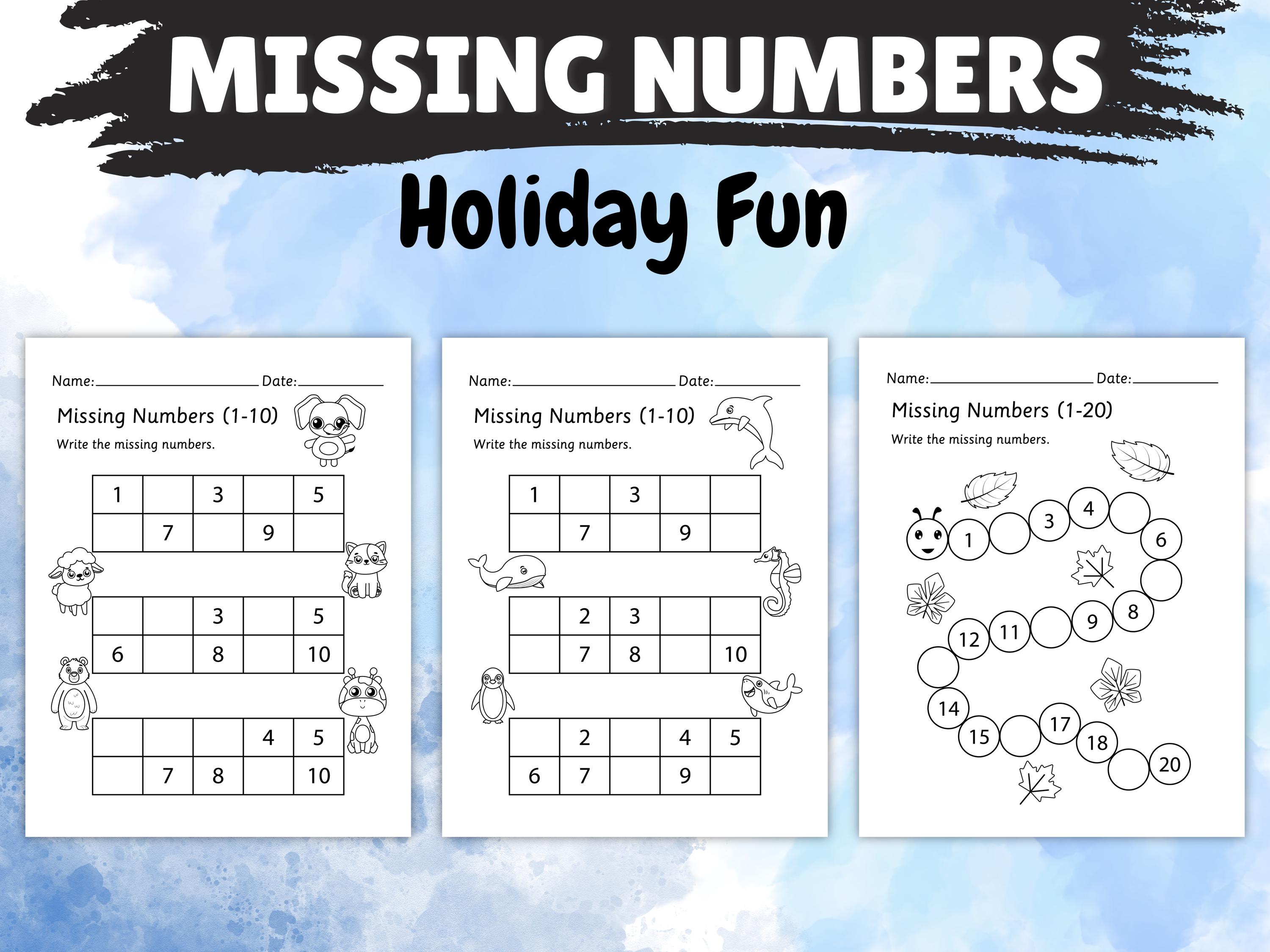 Maths Missing Numbers Worksheets, Preschool Math, Counting Activity ...
