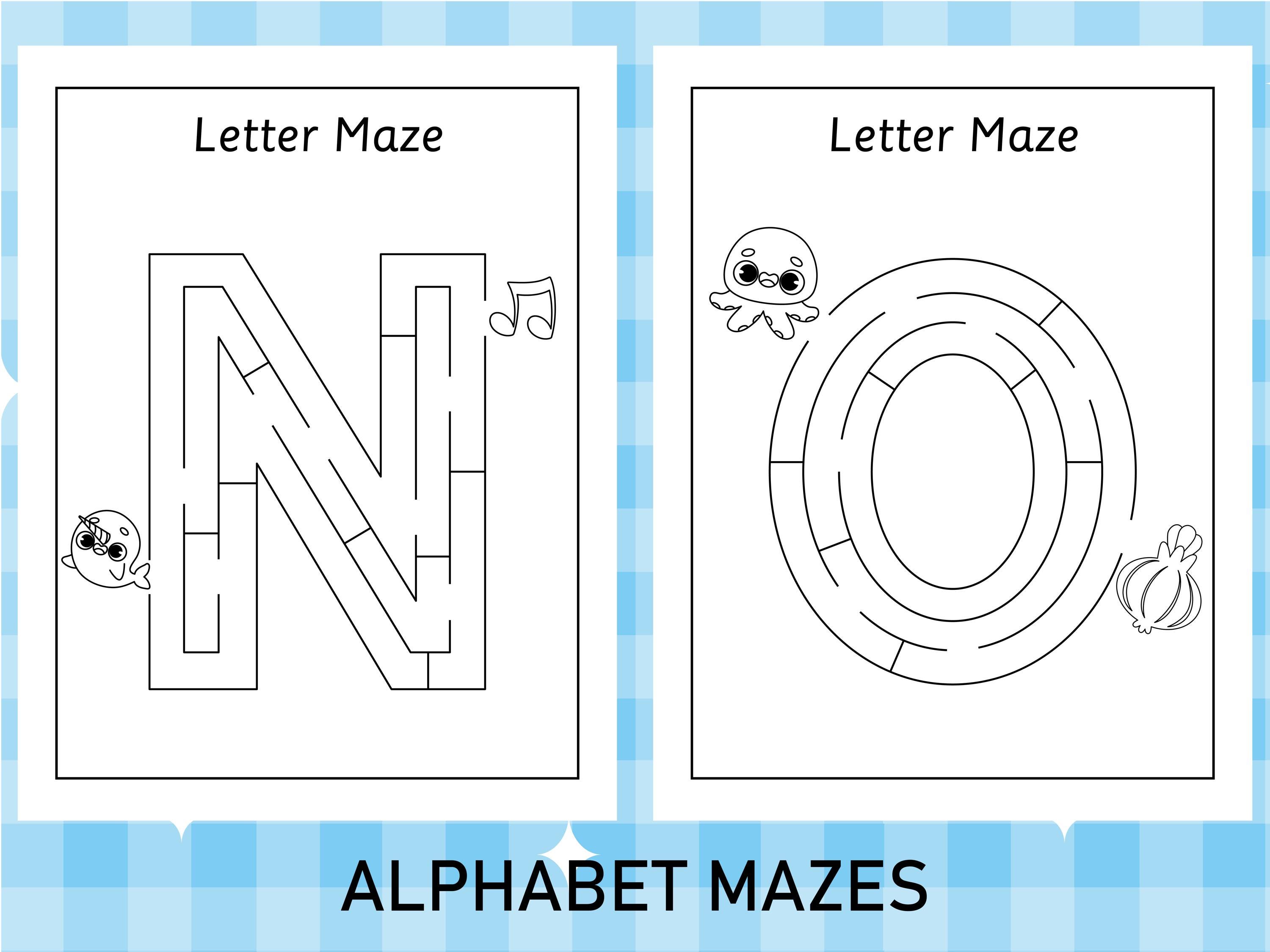 Letter Mazes, Uppercase A-Z, Kids Fun Maze Activity Worksheets ...