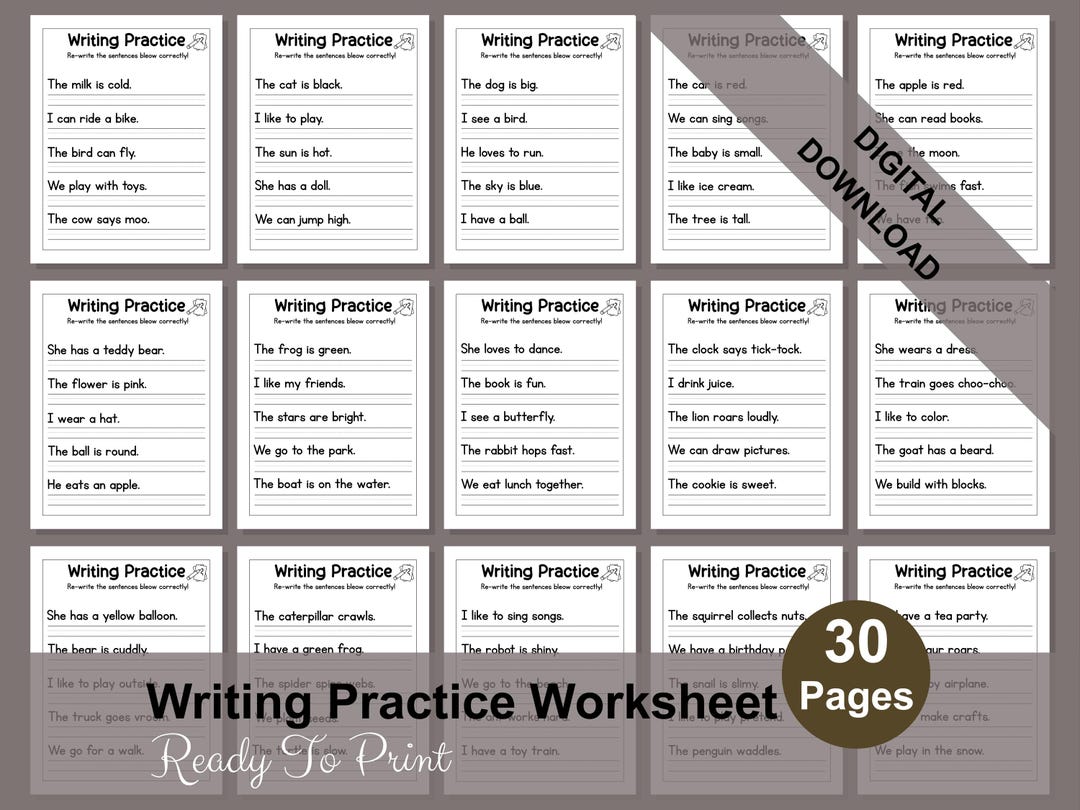 Sentence Writing Worksheets for 1st Grade, Write the Sentence ...